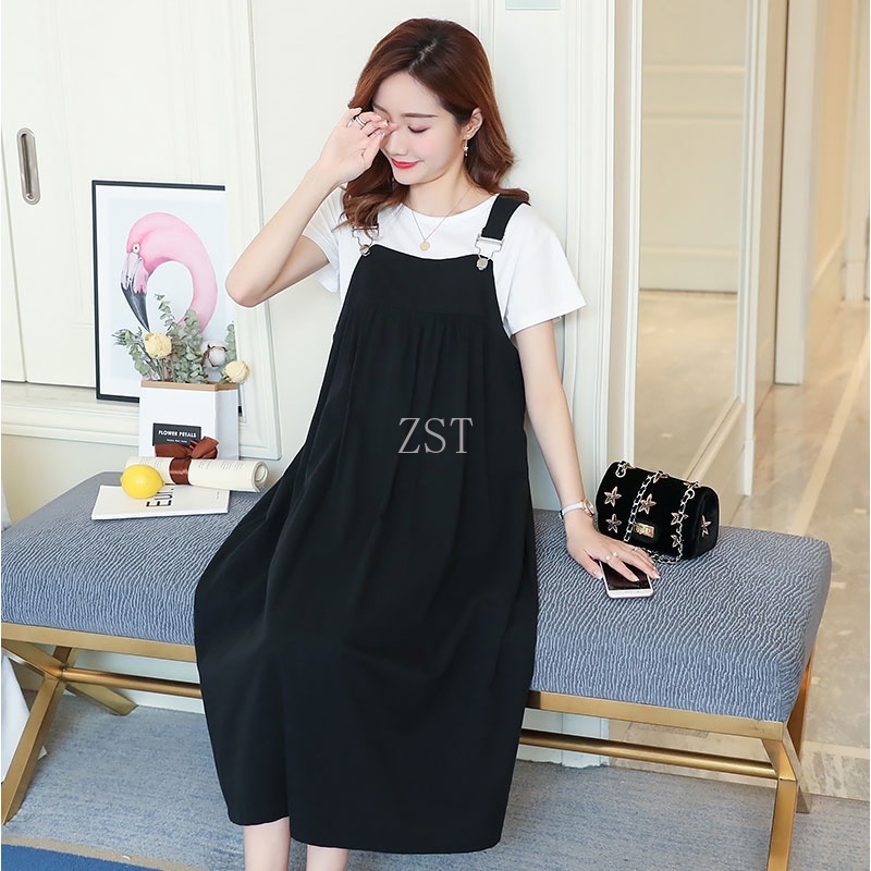 Pregnant Women Wear Summer Suspender Maternity Dress Khaki Black ...