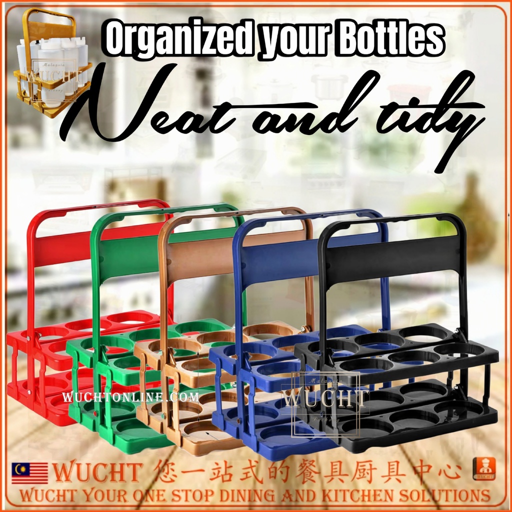 【WUCHT】KITCHEN FIFO Bottle Rack Bar 6 Bottle Holder Bottle Carrier ...
