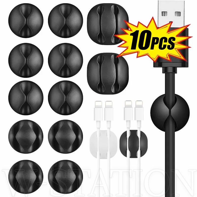 Simple Black White Data Cable Hub Clip / Mini Round Computer Wire ...