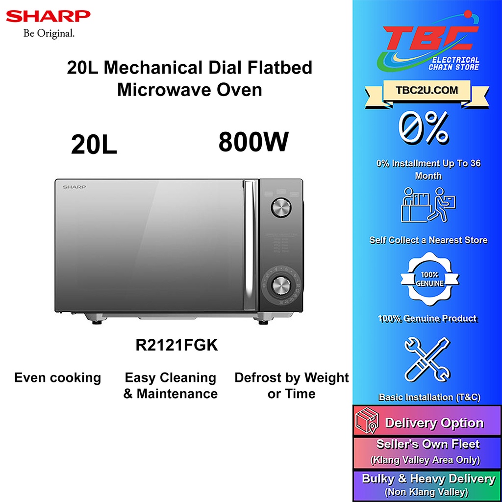 SHARP R2121FGK 20L MECHANICAL DIAL FLATBED MICROWAVE OVEN | Shopee Malaysia