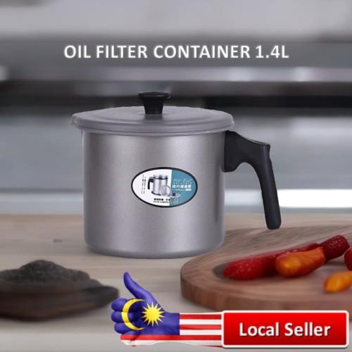 Oil Filter Container 1.4L Stainless Steel Oil Cup Mug Bekas Tapis ...
