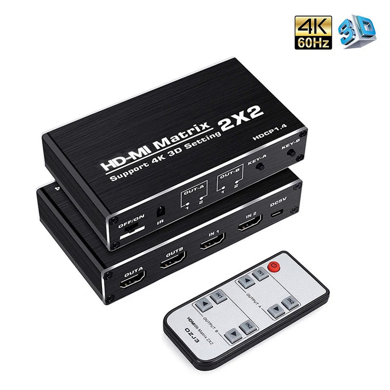 2x2 HDMI Matrix Switcher 4K 3D Matrix HDMI Switch Splitter 2 in 2 out ...