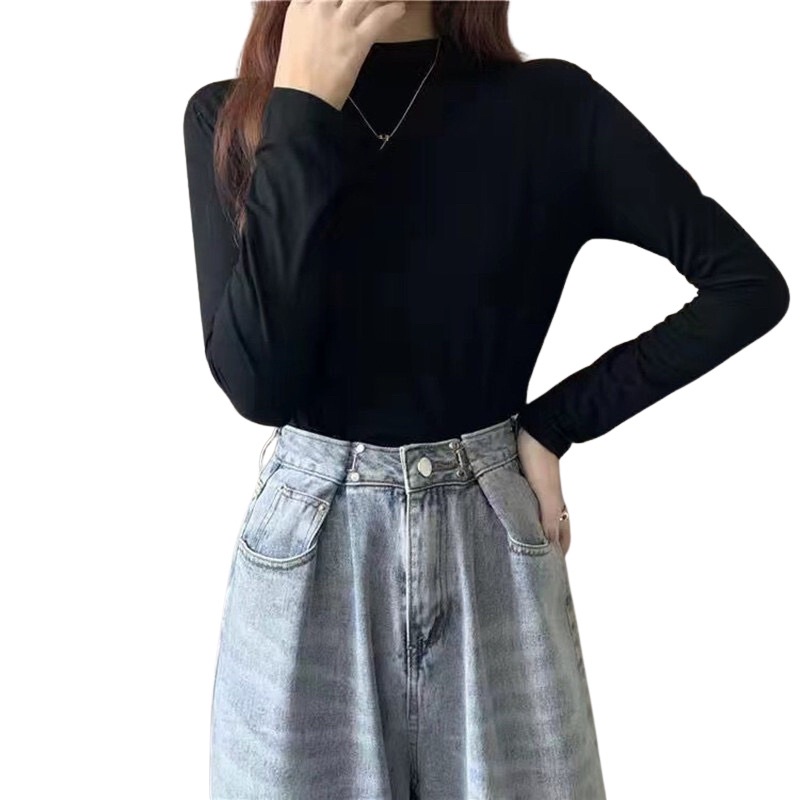 Women Mid-High Collar Long Sleeve Inner Wear Muslimah Inner Wear Baju ...