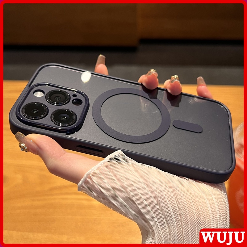 WUJU Luxury Clear Magnetic Wireless Charge Phone Case Cover Casing Compatible For iPhone 16 15 ...