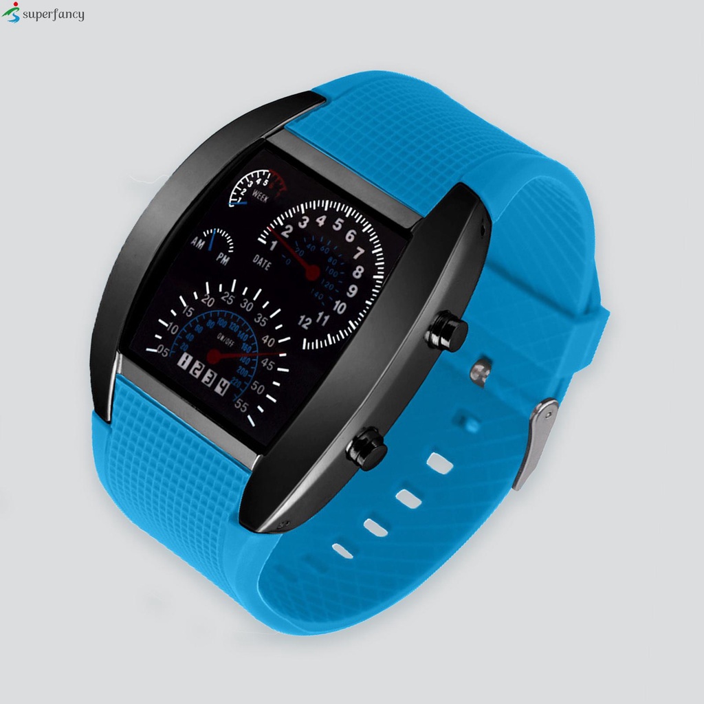 Men's Digital Wrist Watch Silicone Band Sports Car Dashboard Unique ...