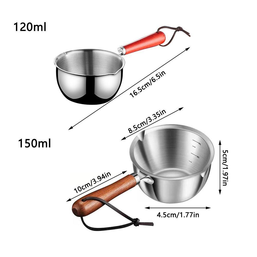 Yzz> Milk Pot Small Multifunction Cooking Pot Wooden Handle Stainless ...