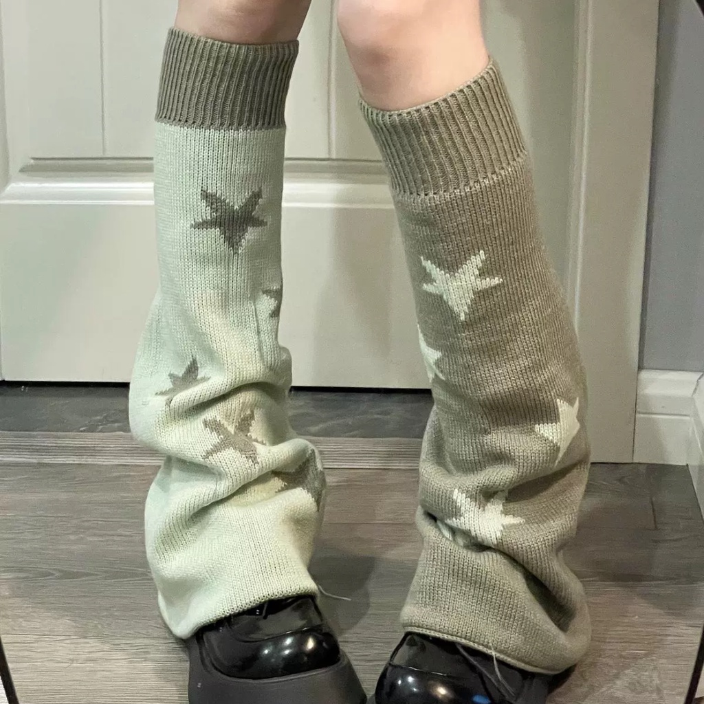 Double Sided Star Sock Set Japanese JK White Girl Y2K Pile Up Socks ...