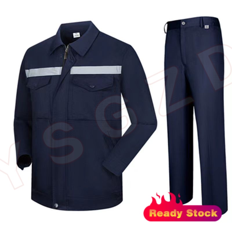 2024 2pcs jaket and seluar Safety Workwear With Reflector suit Baju ...
