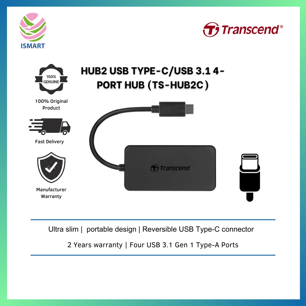 TRANSCEND HUB2 USB TYPE-C / USB 3.0 USB 3.1 4-PORT HUB (TS-HUB2C ...