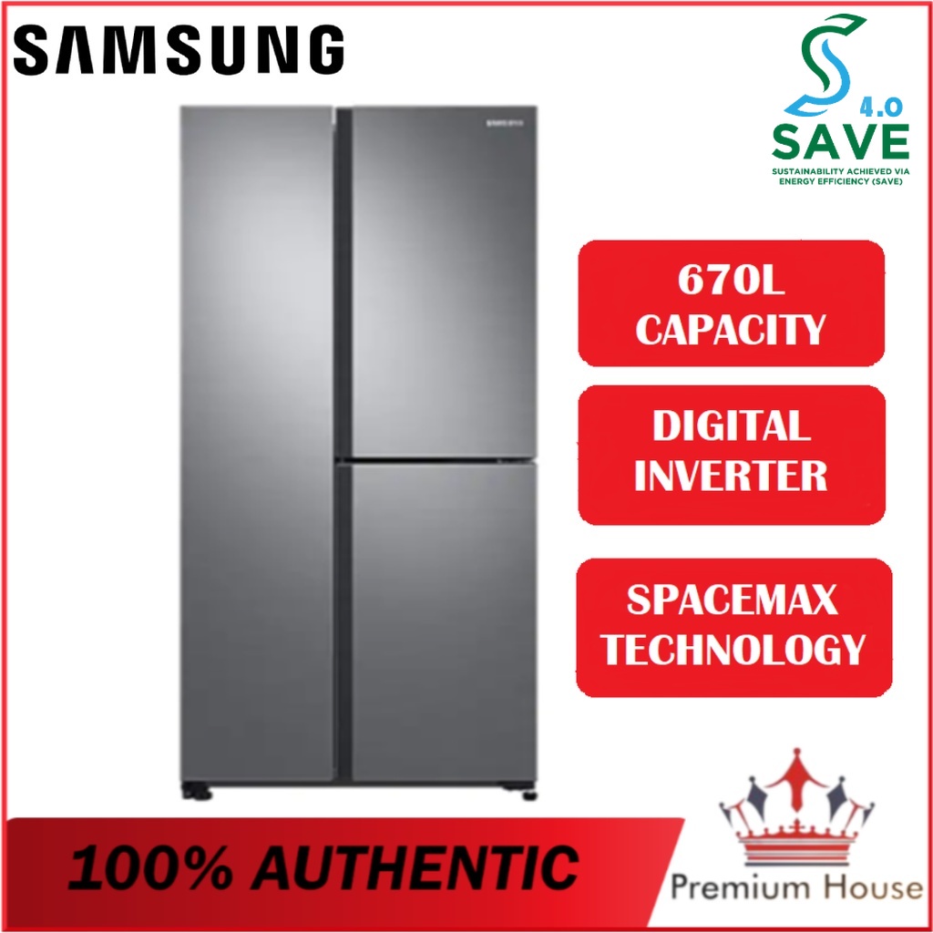 SAMSUNG RS63R5561M9/ME 670L 3-DOOR INVERTER FRIDGE/REFRIGERATOR ...