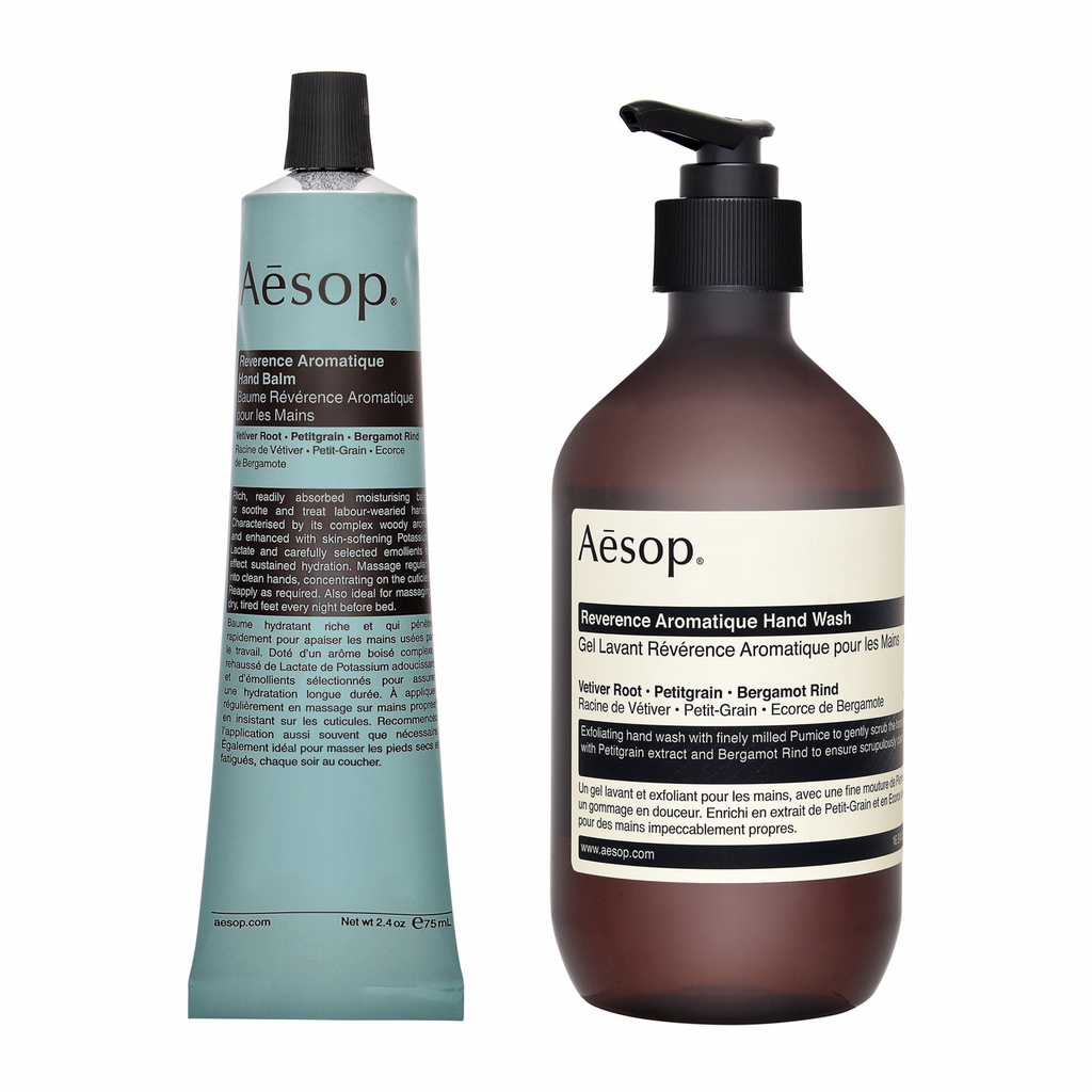 Aesop Reverence Aromatique Hand Balm 75ml + Hand Wash 500ml Bundle Set ...