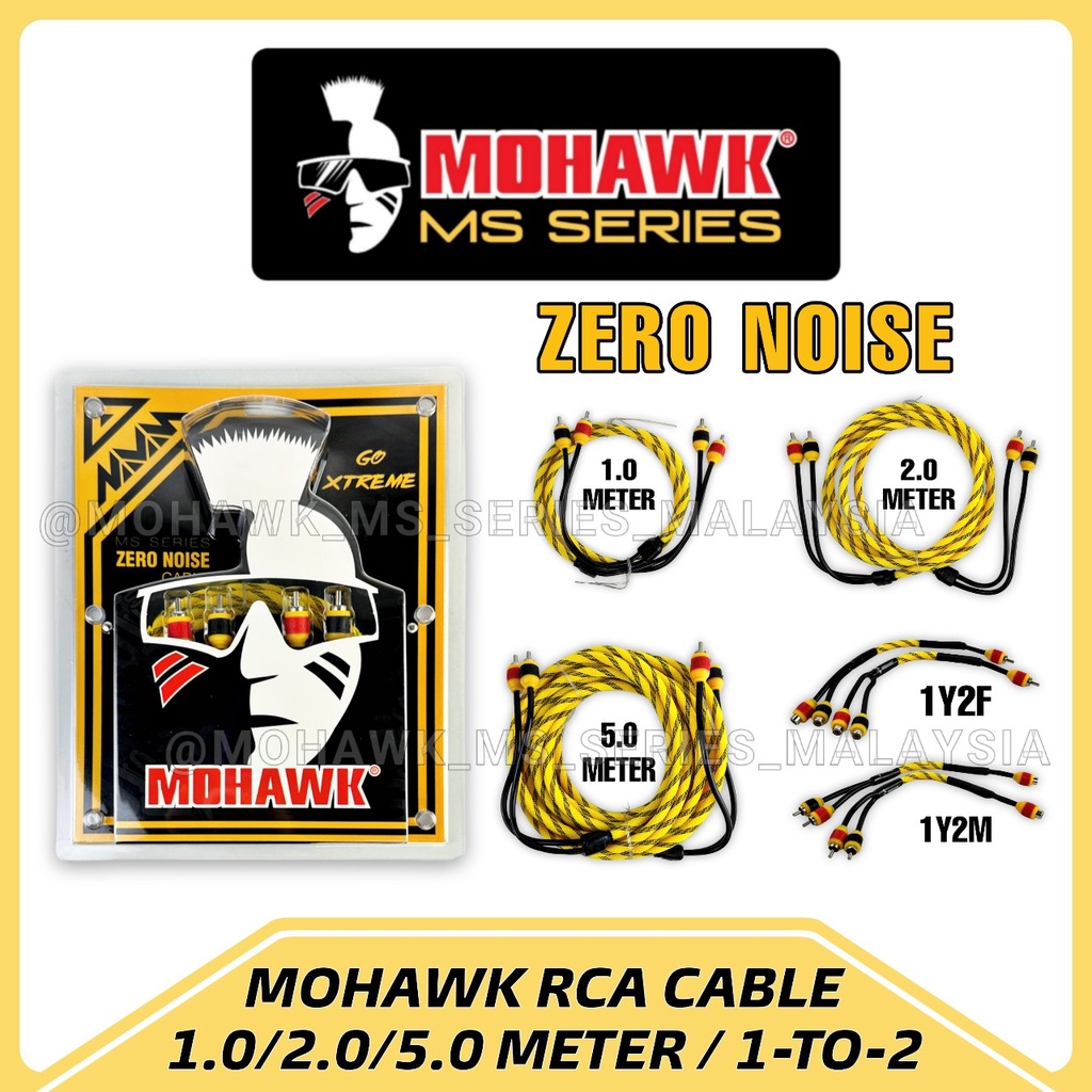 MOHAWK RCA Cable Zero Noise 1m/2m/5meter/1 to 2 (1Y2F), (For Car Audio ...