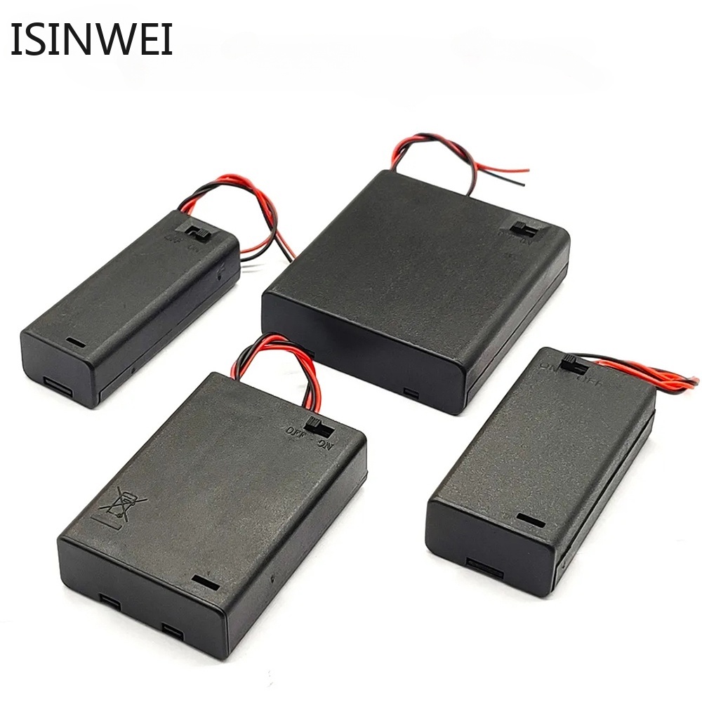 1/2/3/4 Slot Battery Holder 1.5V/3V/4.5V/6V ABS AA Battery Box with ...