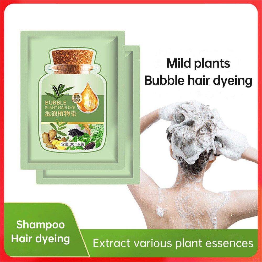Huang Yi Natural Bubble Plant Hair Dye Hair Dye Cream Pure Plant Extract for Grey Hair Color ...