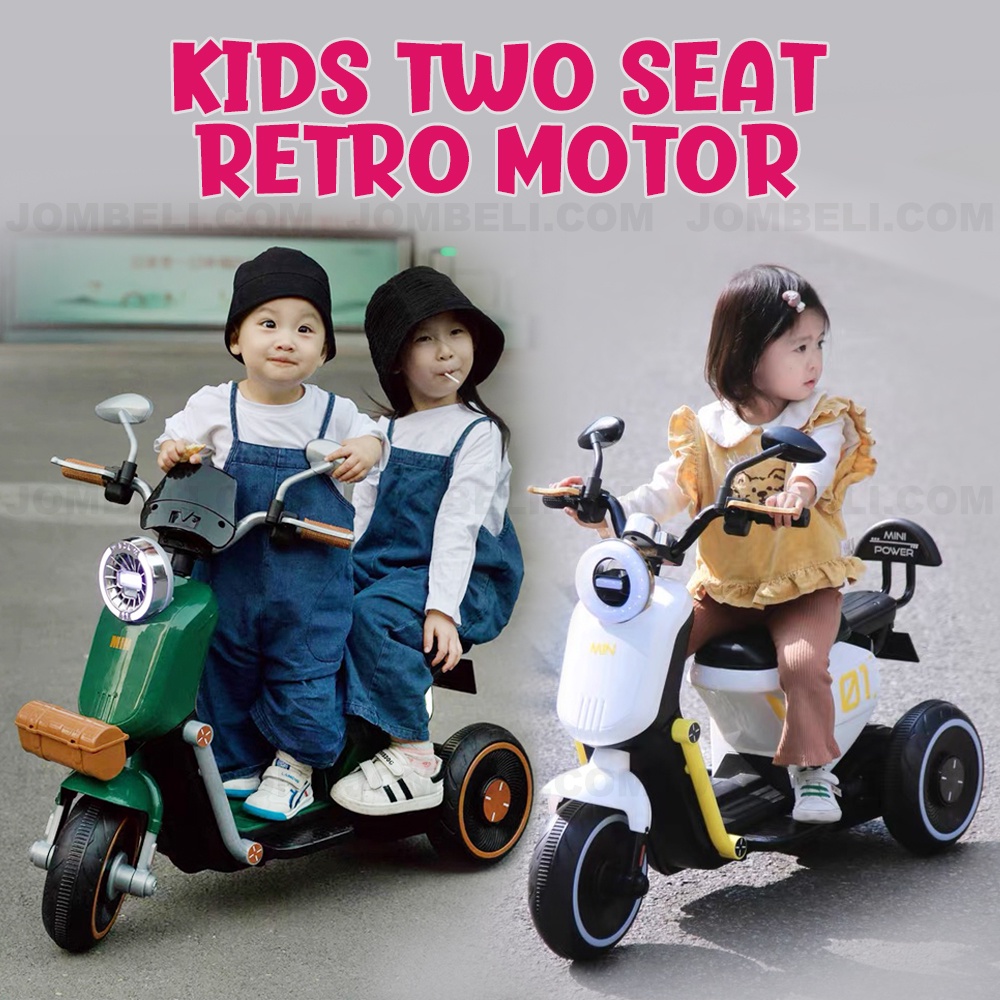 6V KIDS TWO SEAT RETRO MOTOR Electric Ride on motor Rechargeable ...