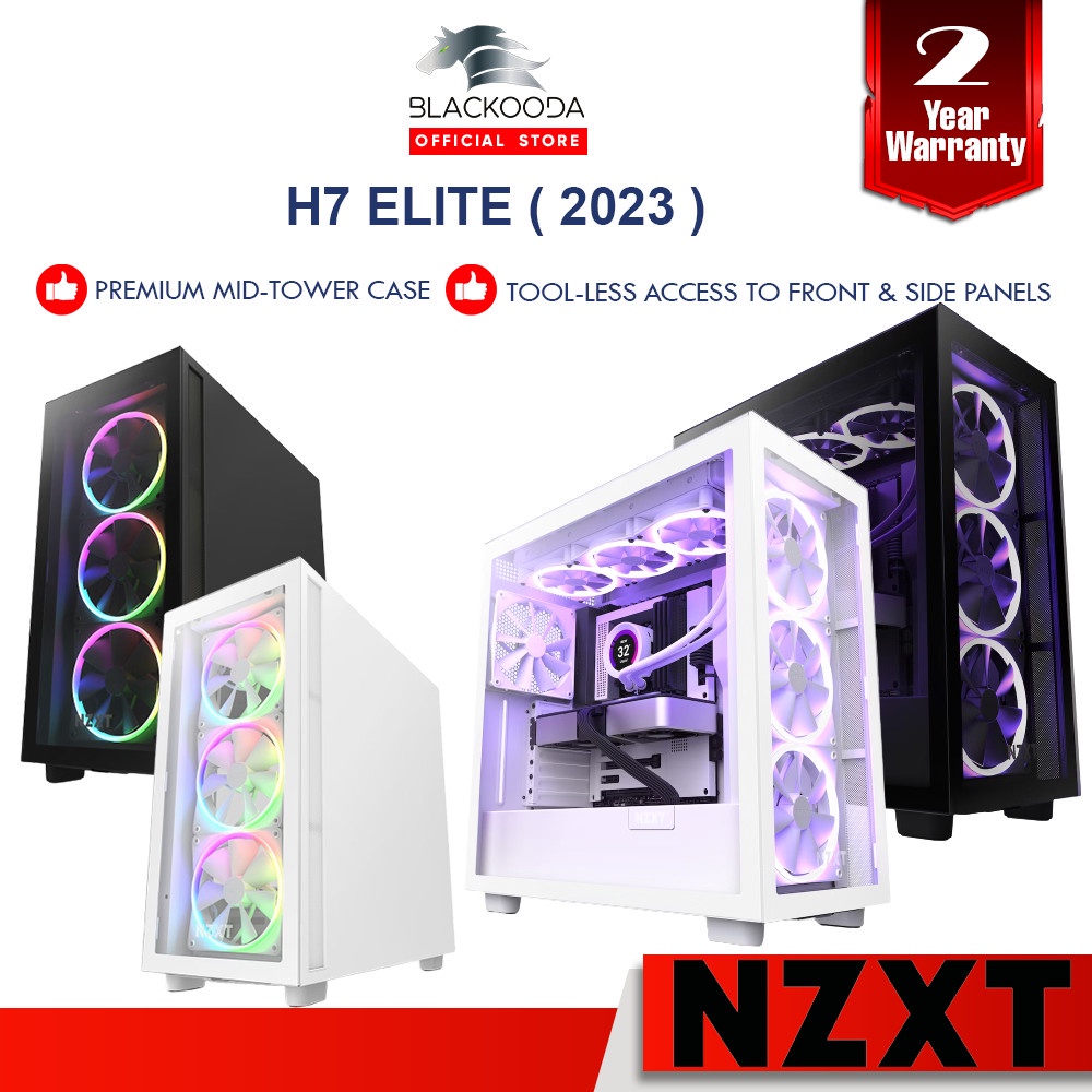 NZXT H7 ELITE (2023) / H7 ELITE Mid-Tower Case ( MATTE BLACK / MATTE ...