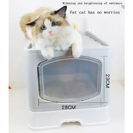 Foldable Extra Large Cat Litter Box Fully Enclosed Drawer Bekas Pasir ...