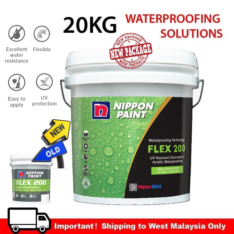 20kg NIPPON PAINT FLEX 200 ARCYLIC WATERPROOFING WHITE / GREY | Shopee Malaysia