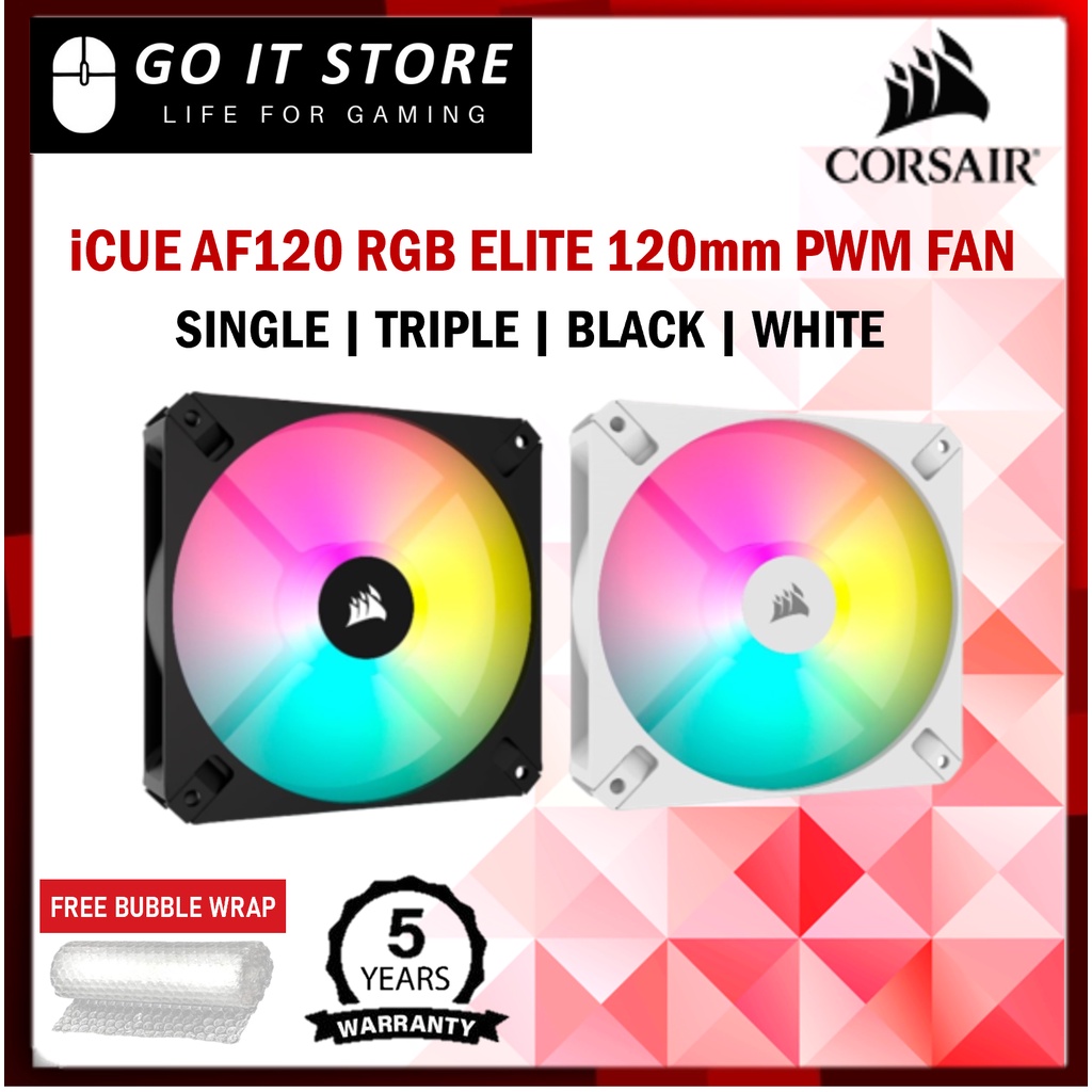 Corsair iCUE AF120 RGB ELITE 120mm PWM Fan with AirGuide - Black ...