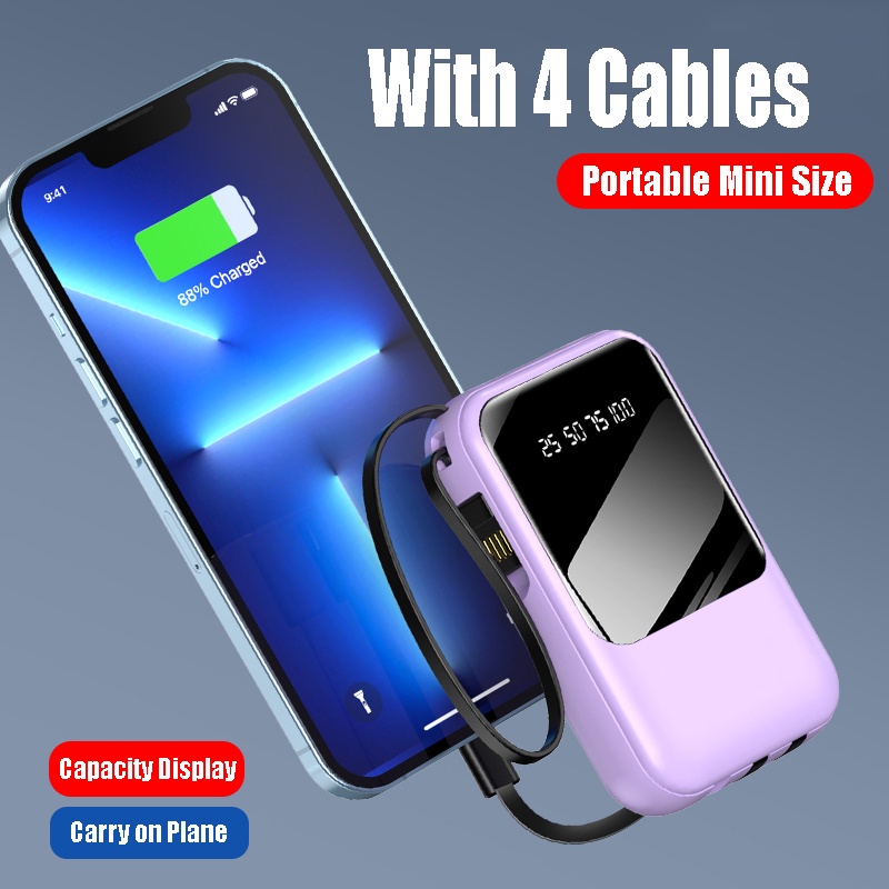 New Powerbank Built in 3 Cables Fast charging Digital LED Display ...