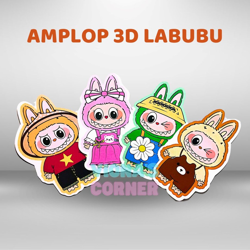 3d Eid Envelope Labubu Character Cute Unique Thick Cute Premium Angpao ...