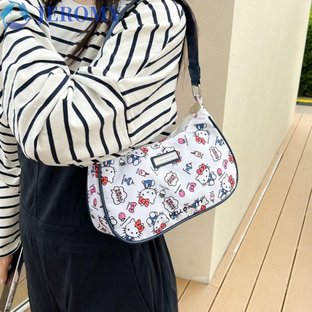 JEROMY Nylon Handbag, KT Cat Melody Kuromi Shoulder Bag, Sweet Y2k ...