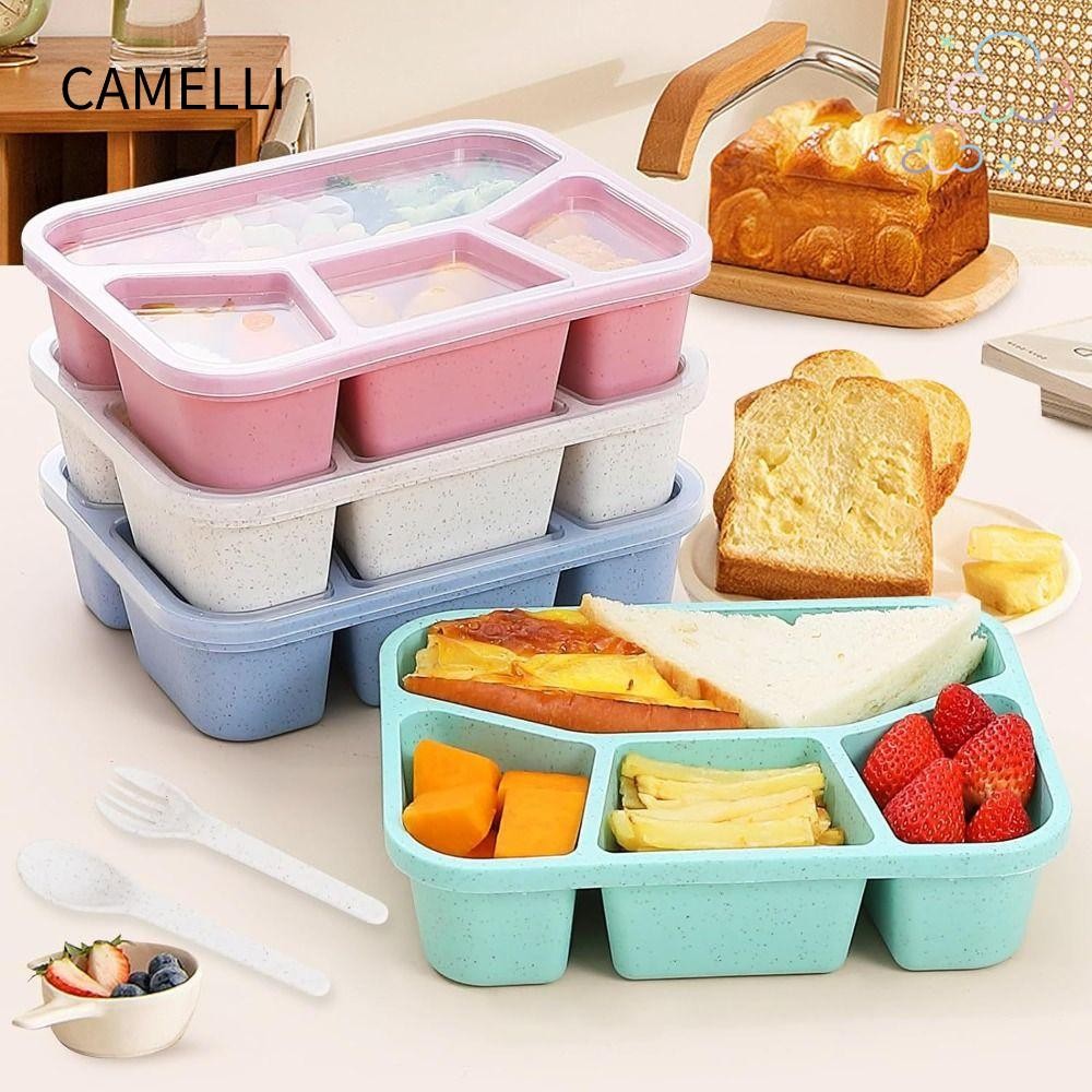 CAMELLI Kids Bento Box, Reusable 4 Compartments Stackable Snack Boxes ...