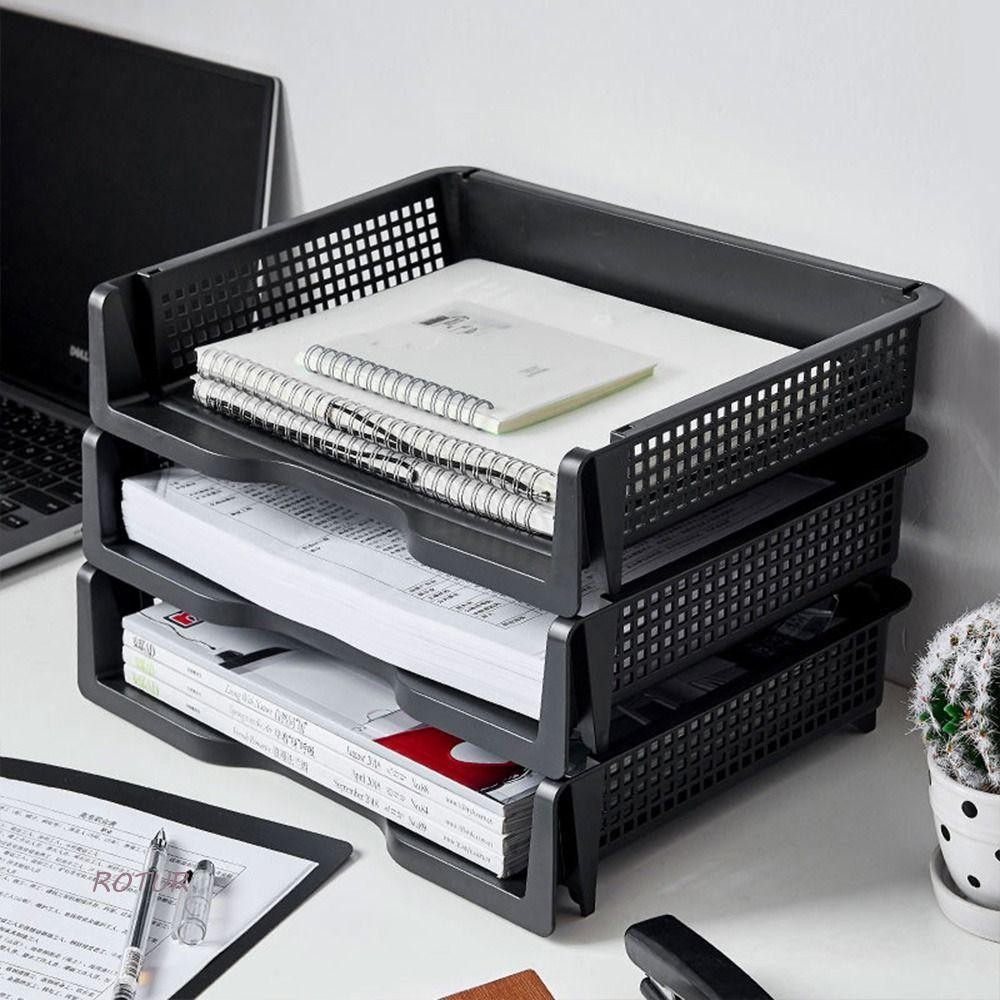 ROTUR Stackable File Rack, Desktop Organizer Papers Rack A4 File ...
