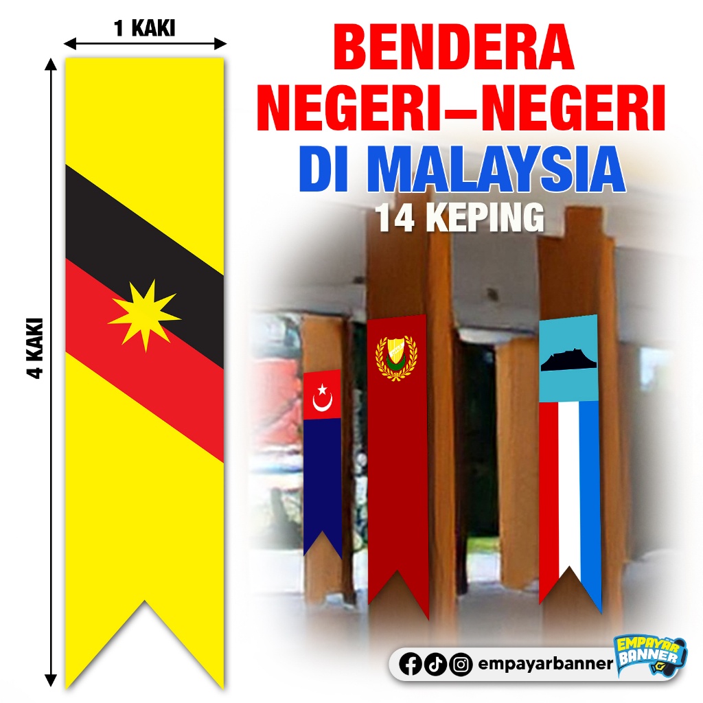 BENDERA NEGERI NEGERI DI MALAYSIA 1X4 KAKI | Shopee Malaysia