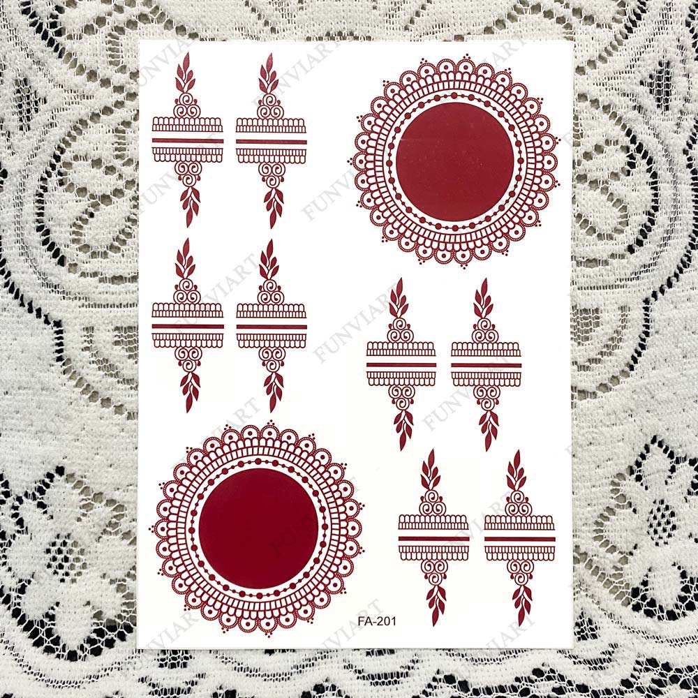 Waterproof Henna Tattoo Red Henna Stickers for Hand Fake Tattoo for ...