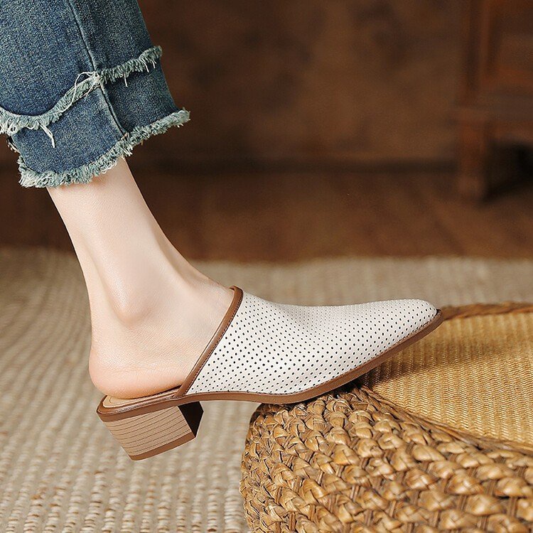 Women High Heel Sandals Covered Toe Cover Foot Thick Heel Korean ...