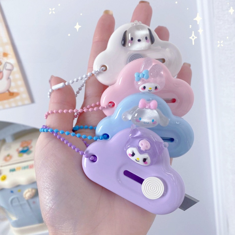 Cute Cartoon Sanrio Mini Cloud Parcel Cutter Kuromi Retractable knife ...