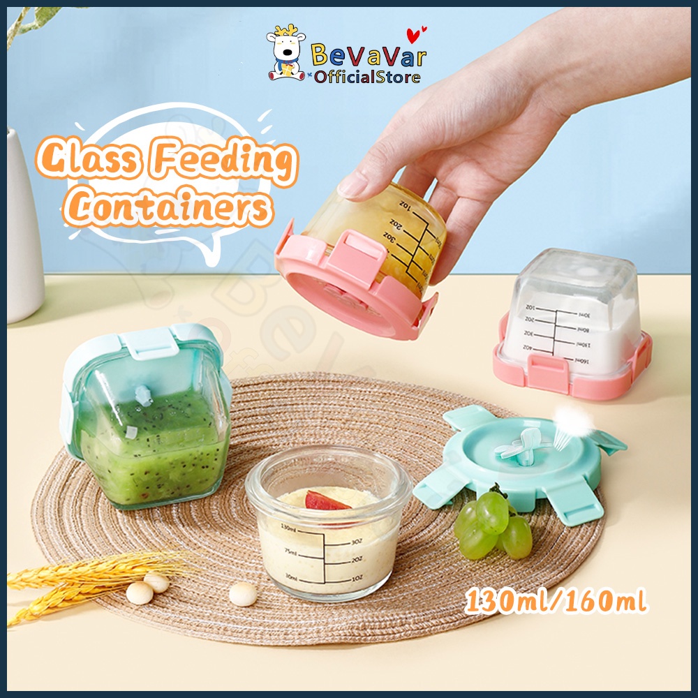 BEVAVAR 170/240ML Glass Baby Food Container Snack Milk Sealed Box ...