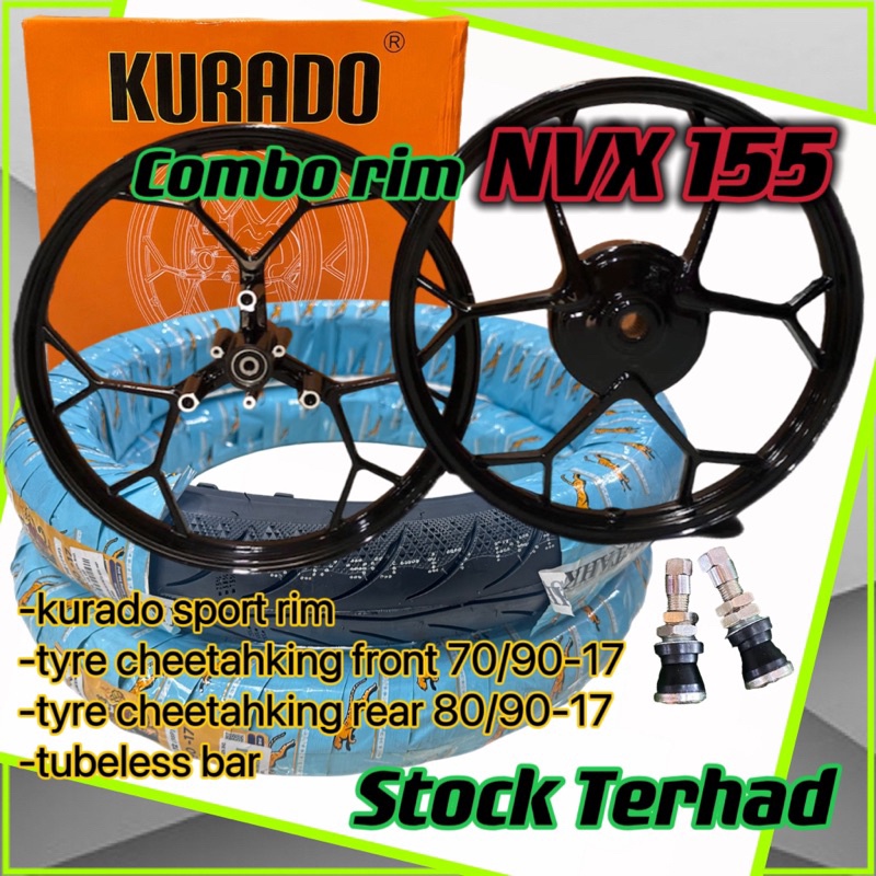 Combo kurado sport rim aerox Thai NVX155 with cheetahking tyre tubeless ...