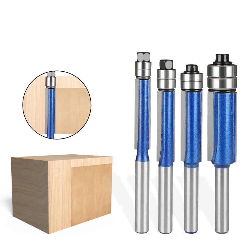 1/4" Shank Double Flutes Straight Flush Trimming Router Bit with Top ...