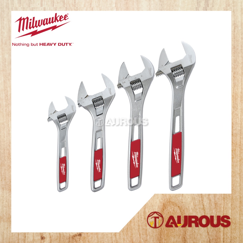 MILWAUKEE CHROME ADJUSTABLE WRENCH SPANNER (6'')48-22-7406 (8'')48-22 ...