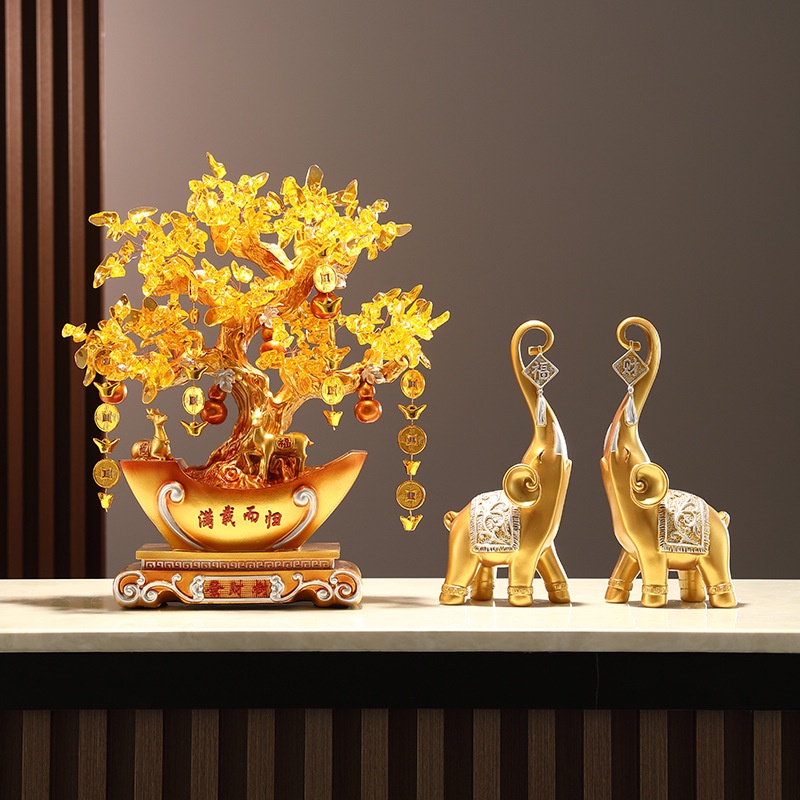 Lucky Fortune Tree Money Tree Gold Ingot High-End Ornaments Office ...