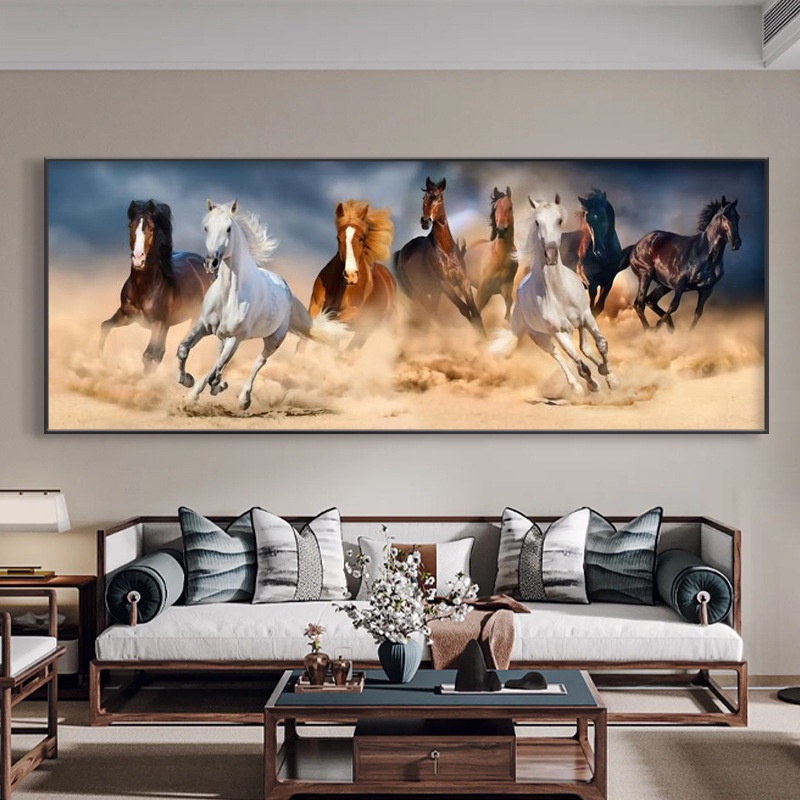 Modern Eight Horses Running Desert Horse Pictures Canvas Wall Art ...