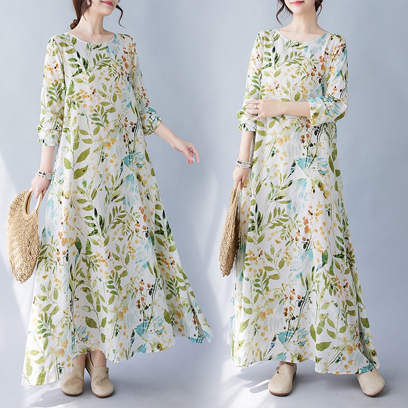 New Colorful Holiday Style Travel Round Neck Dress Baju Kelawar Retro ...