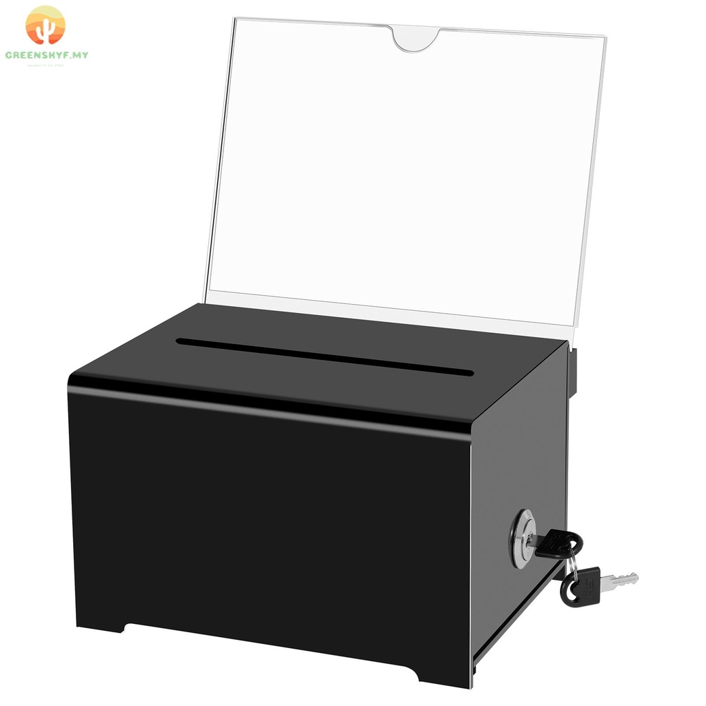 Acrylic Donation Box with Lock Clear Ballot Box with Removable Sign ...