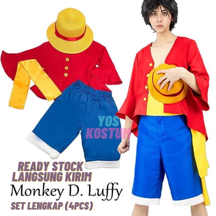 Luffy One Piece Costume Anime Cosplay Clothes Kids Adults Halloween ...