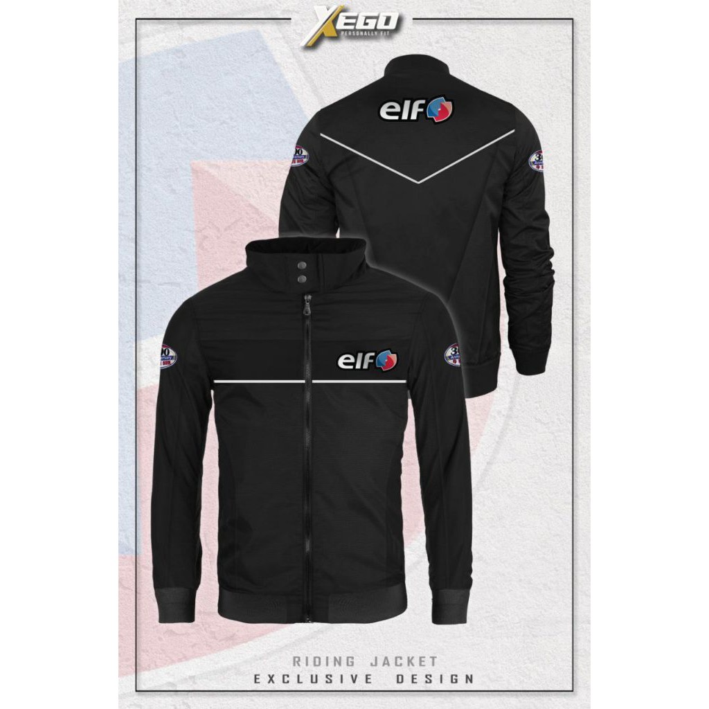 JAKET WATERPROOF MAT MOTOR ELF HITAM WINDPROOF KONVOI LIMITED EDITION ...
