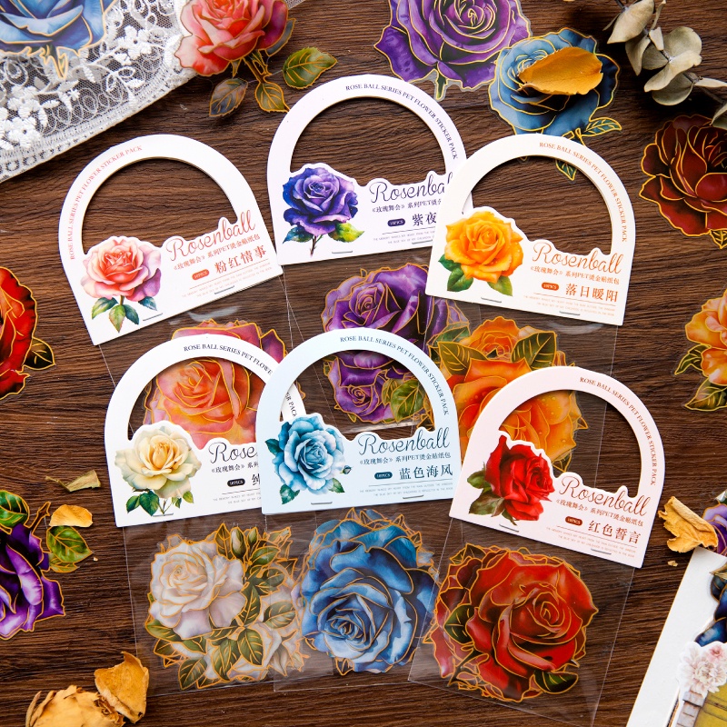 QOUZMO10pcs/pack Vintage Junk journaling Collage Sticker pack[Rose Ball ...