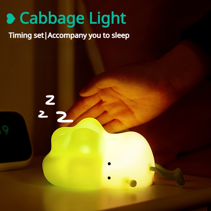 【Ready Stock】Cute Cabbage Night Light Slap Silicone Light USB Charging ...