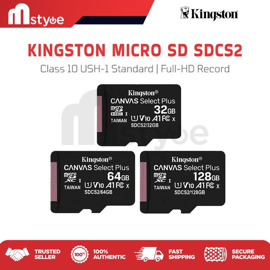 Kingston Canvas Select Plus Micro SD memory Card SDCS2 Series ( 16GB / 32GB / 64GB / 128GB ...
