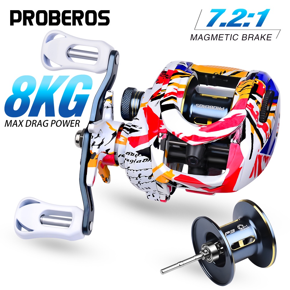Proberos Fishing reel 7.2:1 Gear Ratio Fishing Reel 8KG Max Drag ...