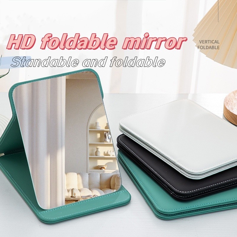 Portable Foldable PU Leather-covered Classic Mirror Desk Desktop ...