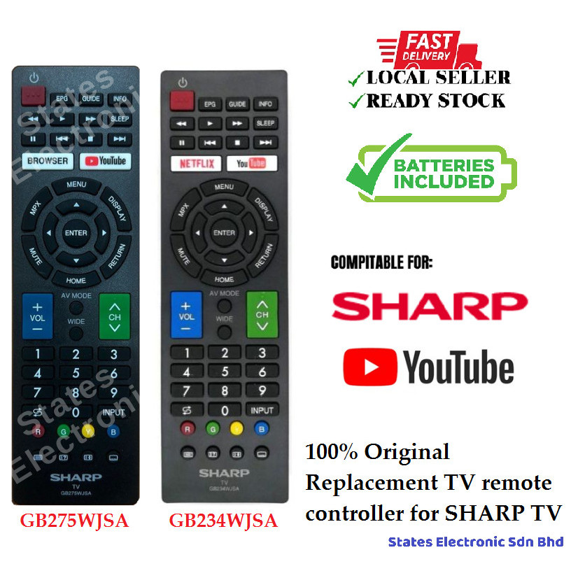 100% Original Replacement TV remote controller for SHARP TV (GB275WJSA ...