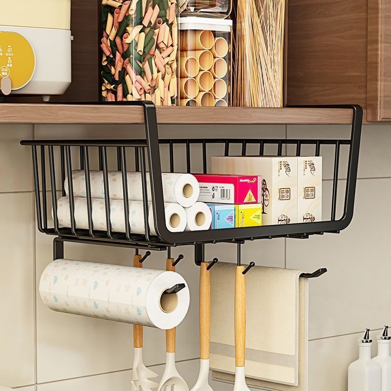 Kitchen Hanging Paper Towel Rack Perforation-Free Cabinet Paper Hanging ...