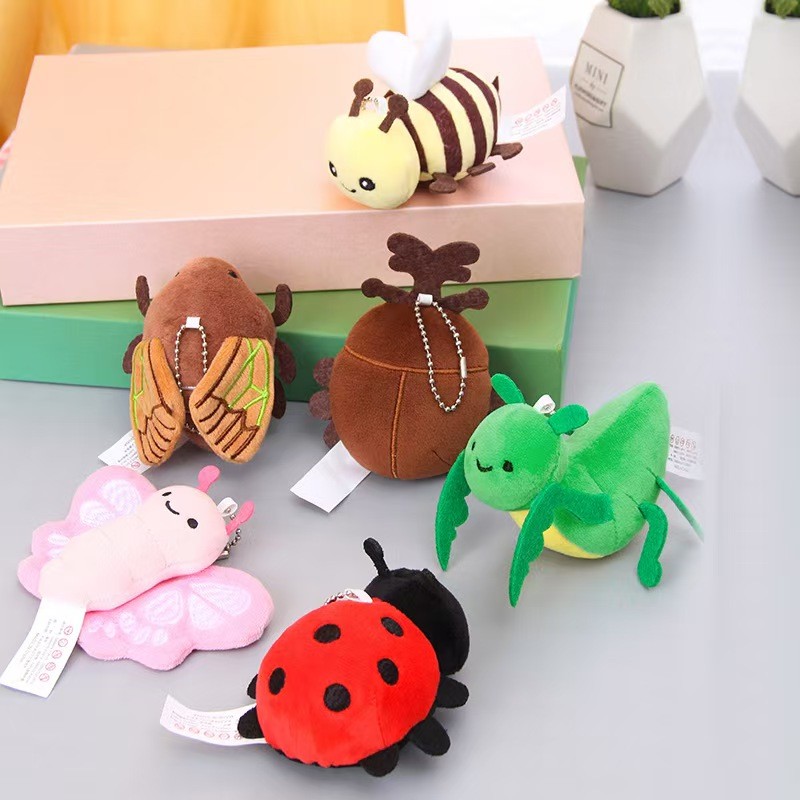 Insect Series Plush Toy Butterfly Ladybug Beetle Mantis Bee Keychain ...